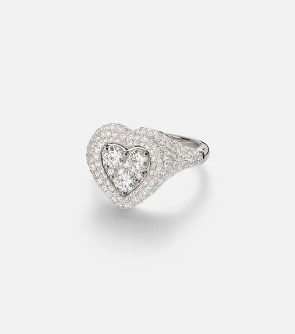 KAMYEN Manaal 18kt White Gold Pinky Ring With Diamonds - Silver