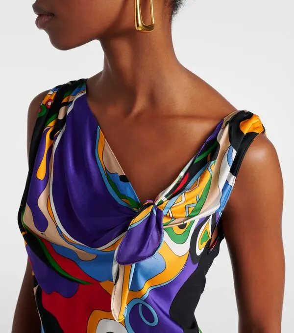Emilio Pucci Orchidee Tie-neck Top