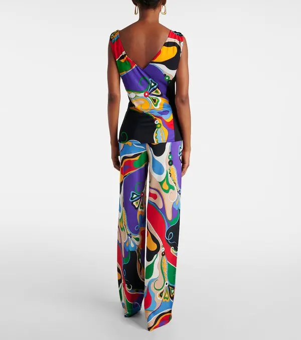 Emilio Pucci Orchidee Tie-neck Top