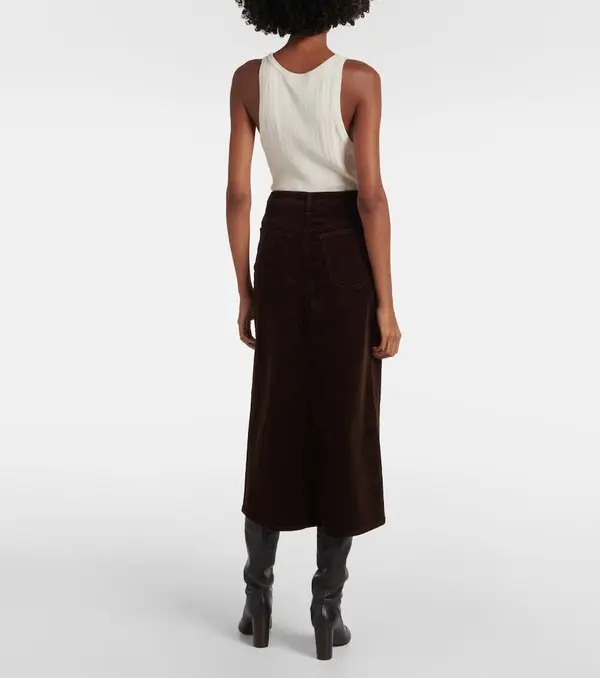 FRAME Corduroy Midi Skirt In Espresso