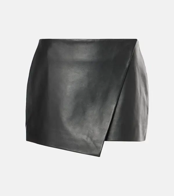 THE FRANKIE SHOP Cleo Leather Wrap Skirt - Black