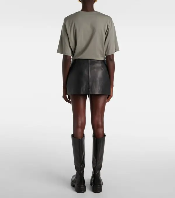 THE FRANKIE SHOP Cleo Leather Wrap Skirt - Black