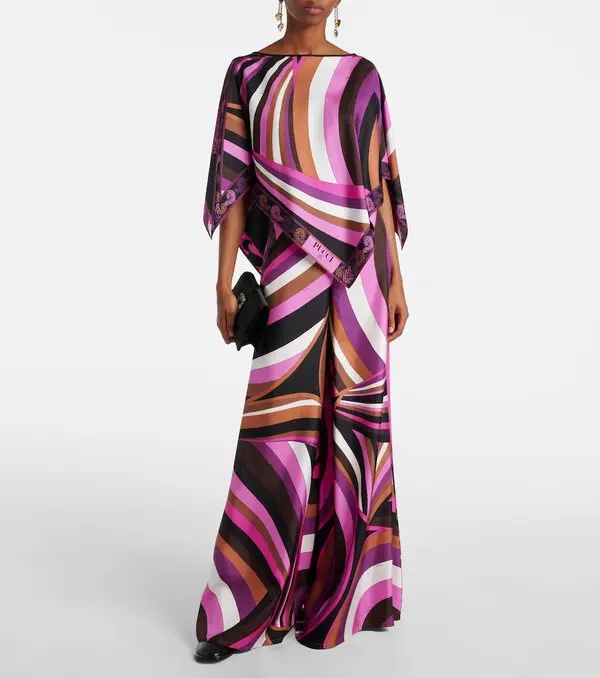 Emilio Pucci Printed Silk Twill Palazzo Pants