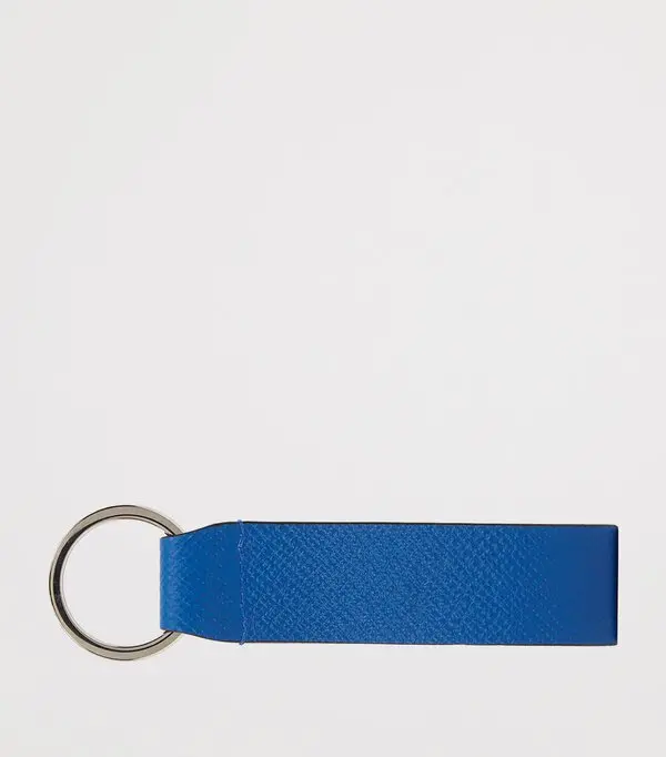 Smythson Panama Leather Keyring - Blue