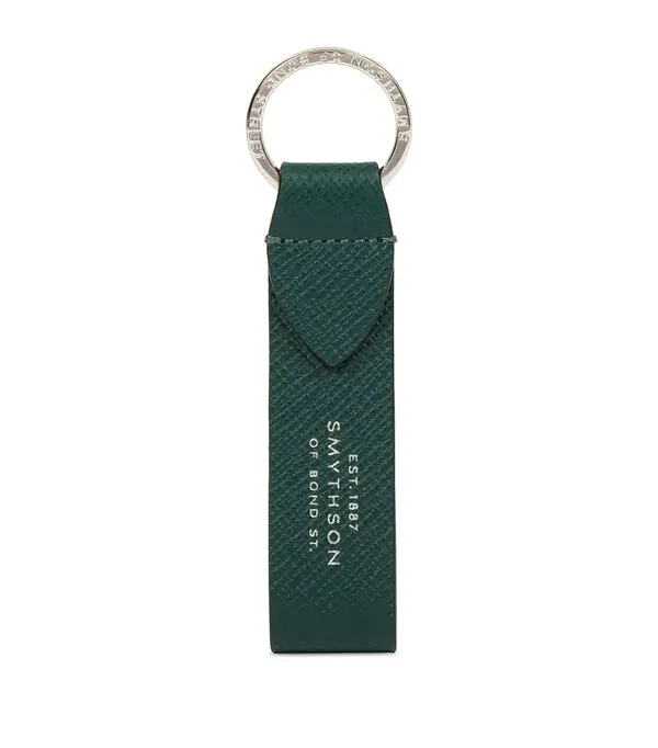 Smythson Panama Leather Keyring - Green