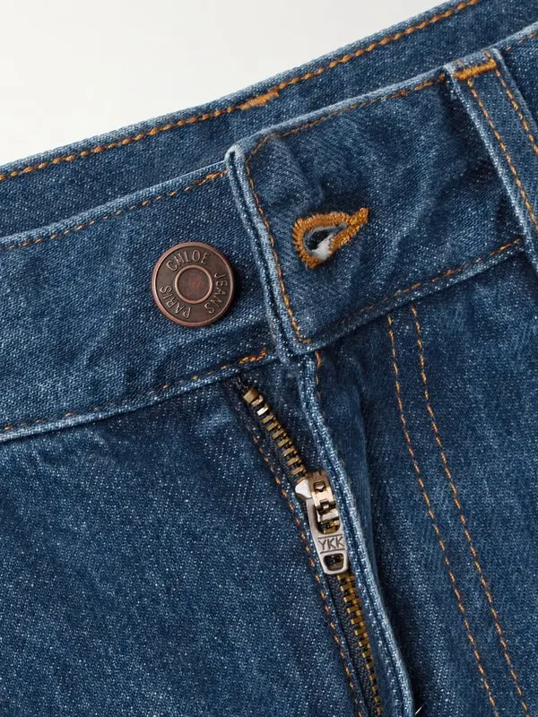 Chloé Cropped Distressed Wide-leg Jeans