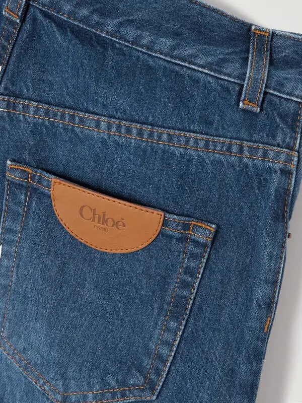 Chloé Cropped Distressed Wide-leg Jeans