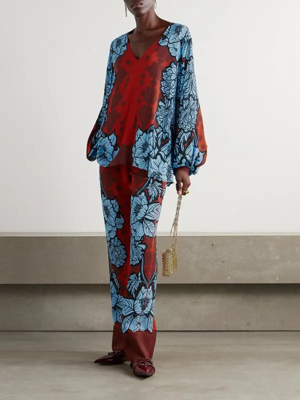 Borgo De Nor Stellan Floral-print Crepe De Chine Blouse