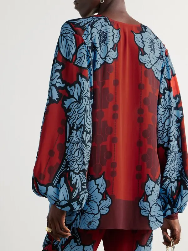 Borgo De Nor Stellan Floral-print Crepe De Chine Blouse