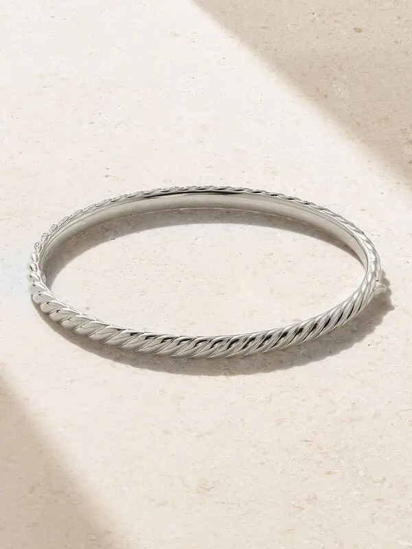 David Yurman Sculpted Cable 18-karat White Diamond Bangle