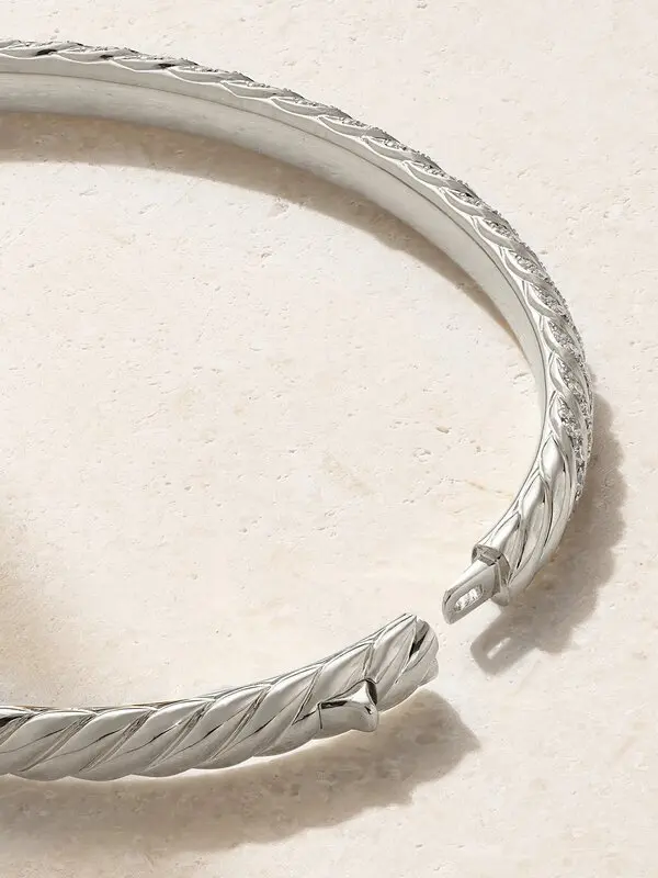 David Yurman Sculpted Cable 18-karat White Diamond Bangle