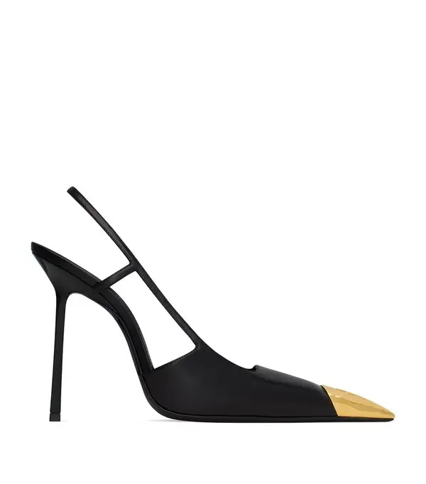 Saint Laurent Leather Jeanne Slingback Pumps - Black