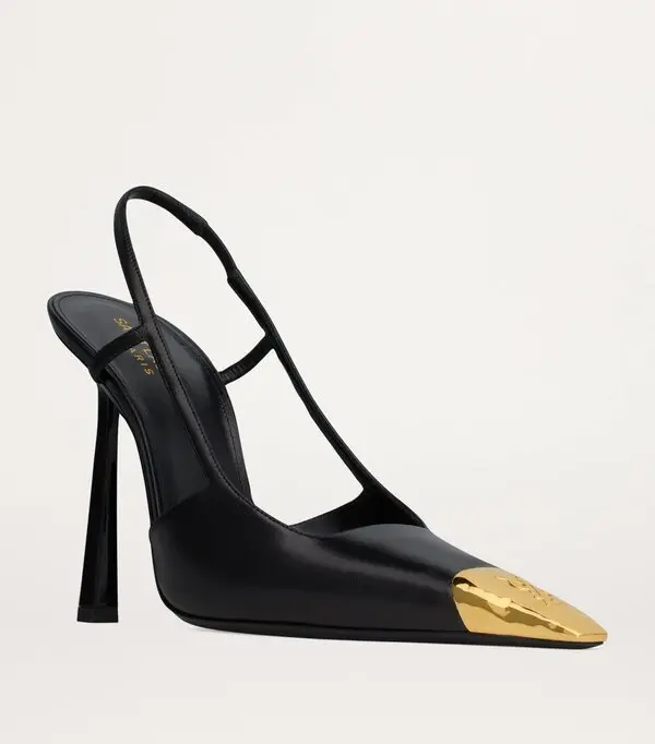 Saint Laurent Leather Jeanne Slingback Pumps - Black