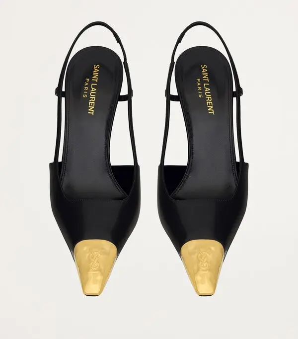 Saint Laurent Leather Jeanne Slingback Pumps - Black