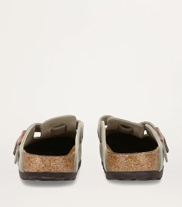 BIRKENSTOCK Suede Boston Clogs With Buckle Fastening - Brown