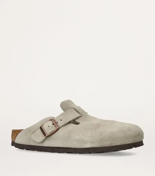 BIRKENSTOCK Suede Boston Clogs With Buckle Fastening - Brown