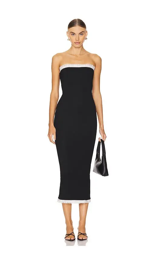 MORE TO COME Addison Strapless Midi Dress - Black