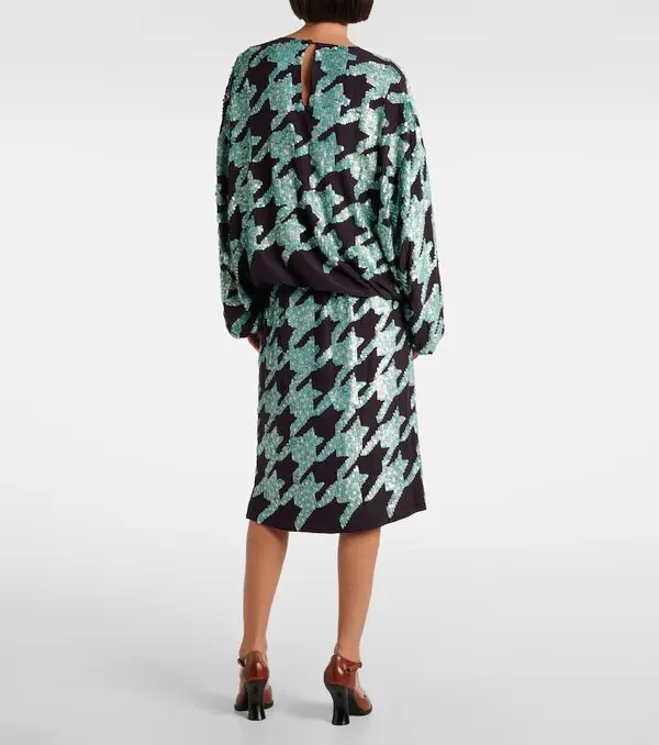 Dries Van Noten Sequined Houndstooth Silk Sweatshirt