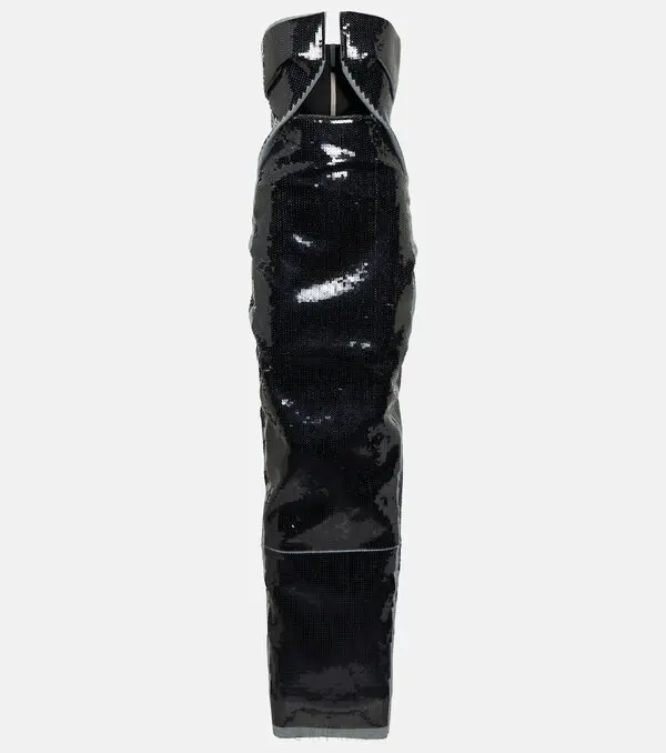 Rick Owens Strapless Sequined Gown - Blue