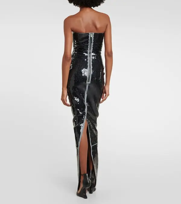 Rick Owens Strapless Sequined Gown