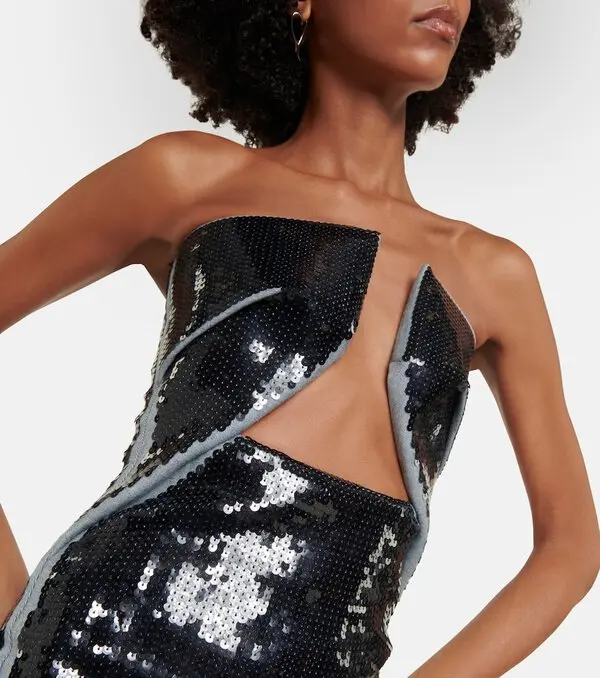 Rick Owens Strapless Sequined Gown