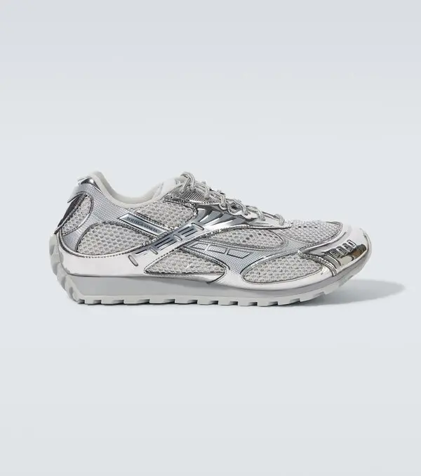 Bottega Veneta Orbit Metallic-effect Sneakers - Silver