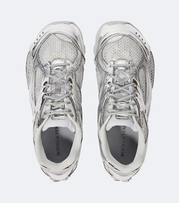 Bottega Veneta Orbit Metallic-effect Sneakers - Silver