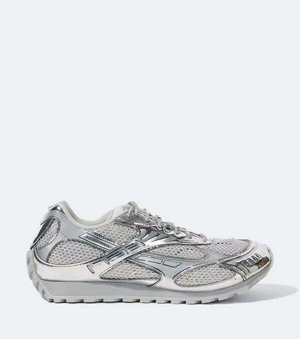 Bottega Veneta Orbit Metallic-effect Sneakers - Silver