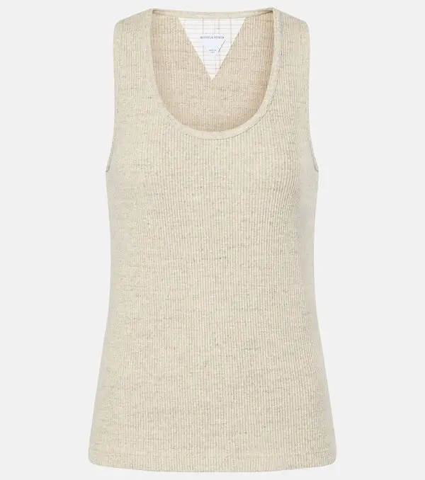 Bottega Veneta Ribbed-knit Cotton Jersey Tank Top - Beige