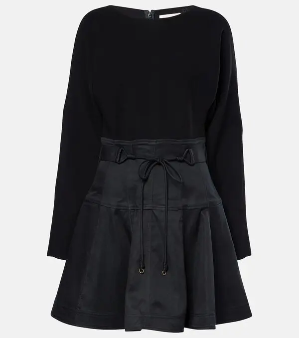 Ulla Johnson Aremi Twill-trimmed Minidress - Black