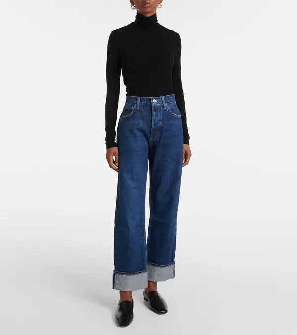 AGOLDE Fran Mid-rise Straight Jeans - Blue