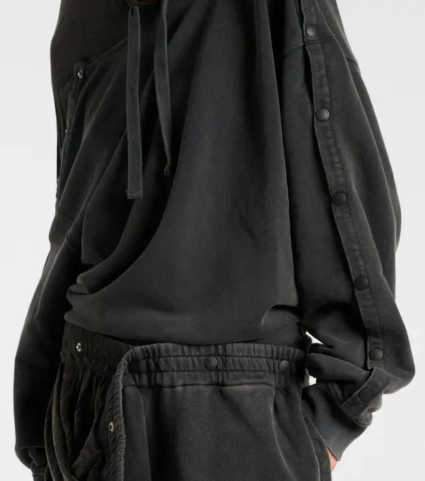 Y/project Oversized Cotton Jersey Hoodie With Buttoned Sleeves