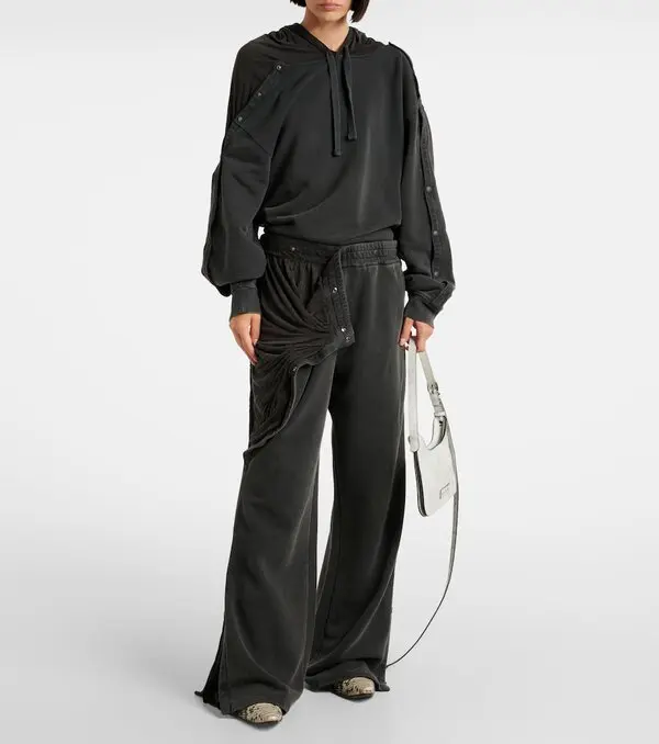 Y/project Oversized Cotton Jersey Hoodie With Buttoned Sleeves