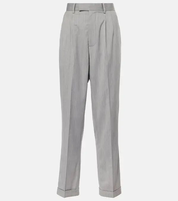 JACQUES WEI Wool Straight Leg Trousers - Grey