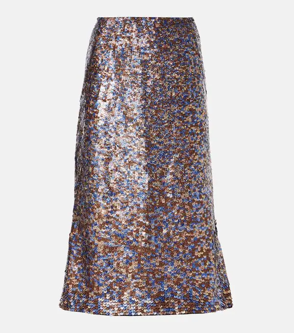 Dries Van Noten Sequined Wool-blend Midi Skirt - Multicoloured