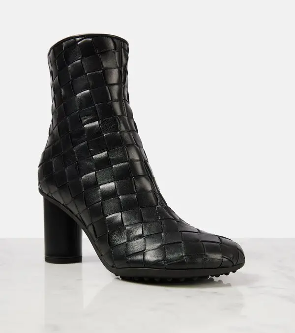 Bottega Veneta Intrecciato Leather Ankle Boots