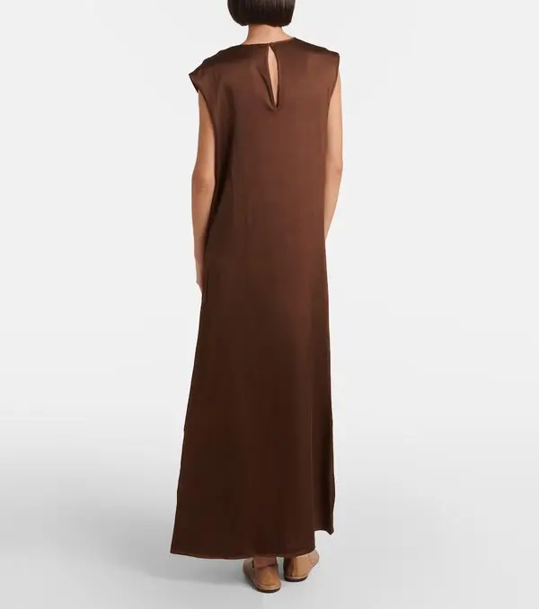 Asceno Rose Silk Satin Maxi Dress