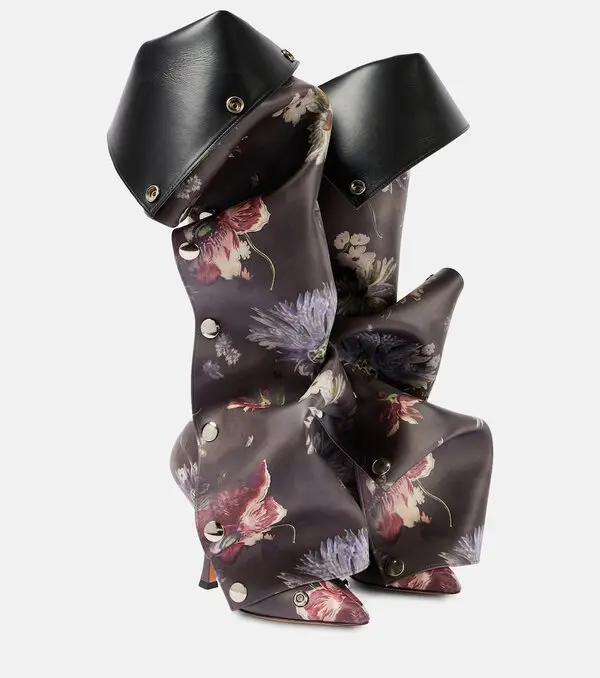 Y/project Snap 100 Floral Leather Knee-high Boots - Multicoloured