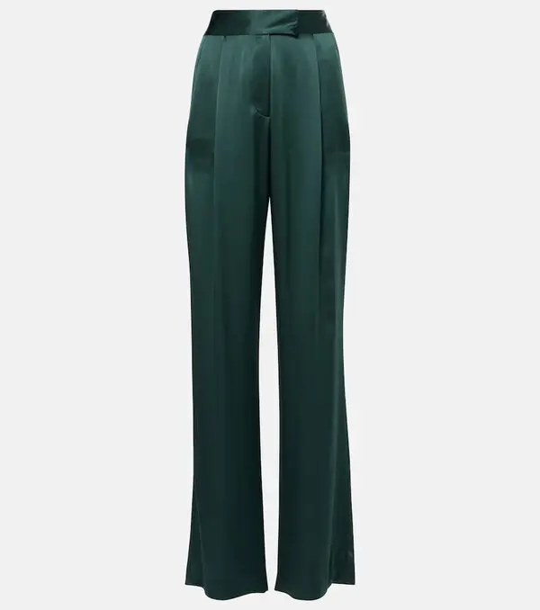 THE SEI Pleated Silk Charmeuse Wide-leg Pants