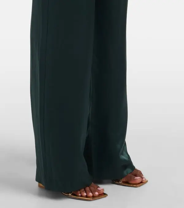 THE SEI Pleated Silk Charmeuse Wide-leg Pants