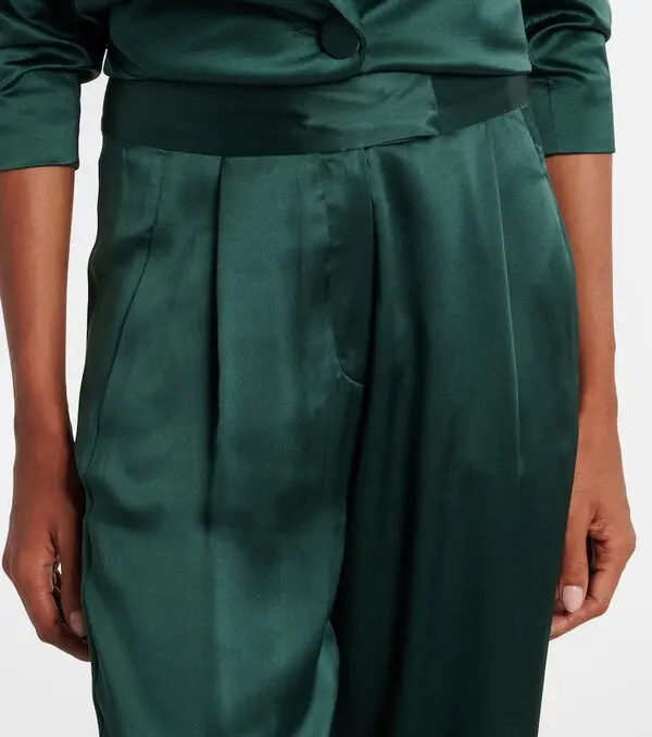THE SEI Pleated Silk Charmeuse Wide-leg Pants