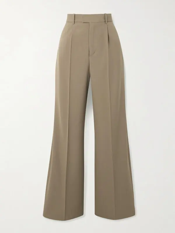 RÓHE Pleated Wool Wide-leg Pants - Brown