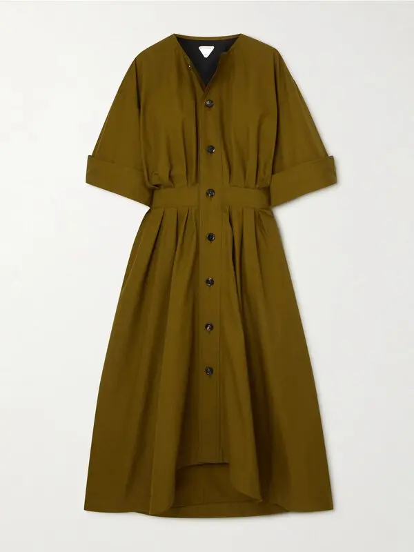 Bottega Veneta Cotton-canvas Midi Dress - Green