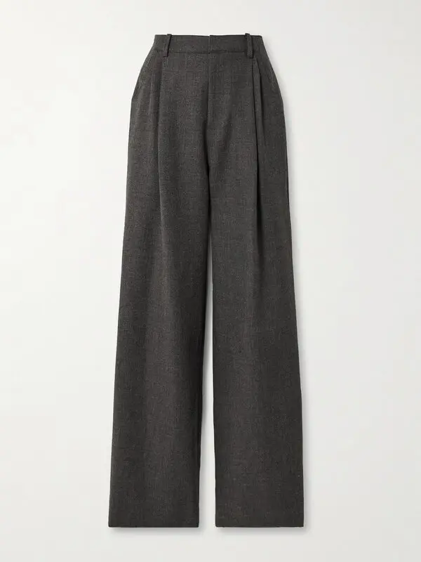 LIBEROWE The Vanguard Annie Pleated Wool Wide-leg Trousers - Gray