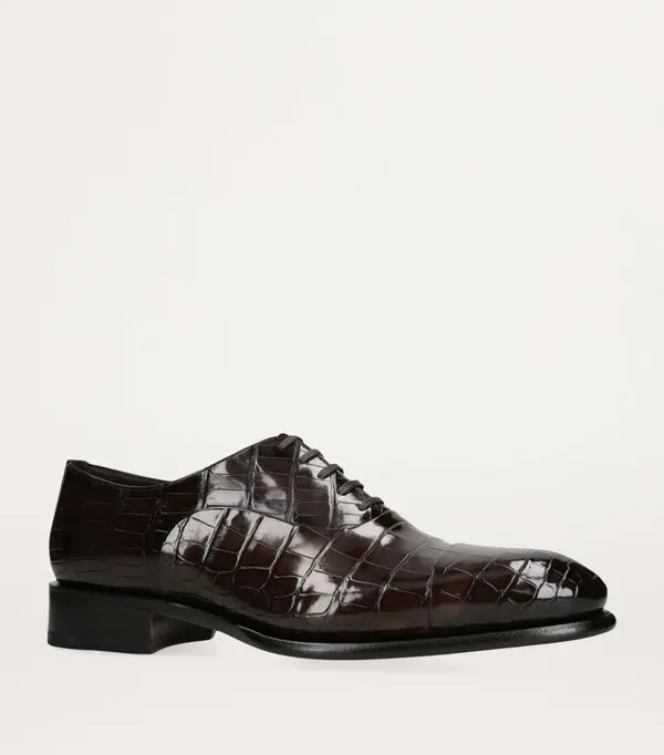 Santoni Crocodile Leather Oxford Shoes