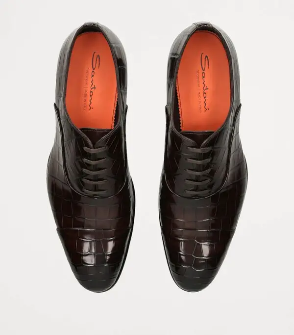 Santoni Crocodile Leather Oxford Shoes