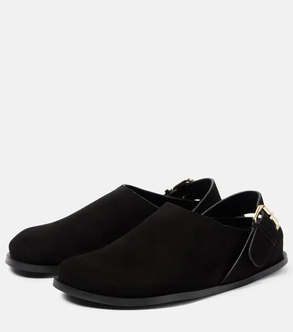 A.emery Suede Buckled Clogs - Black
