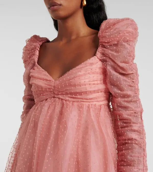 Zimmermann Ruched Point D'esprit Tulle Mini Dress