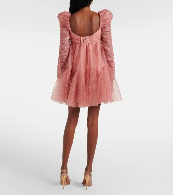 Zimmermann Ruched Point D'esprit Tulle Mini Dress