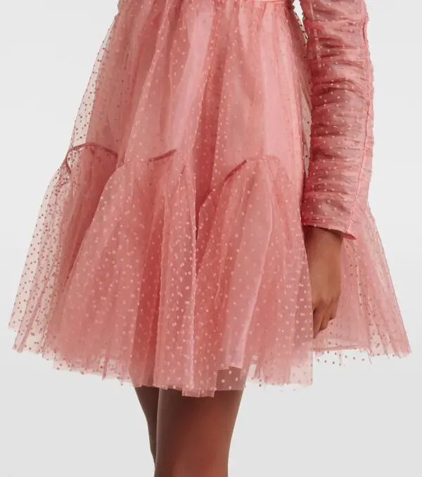 Zimmermann Ruched Point D'esprit Tulle Mini Dress